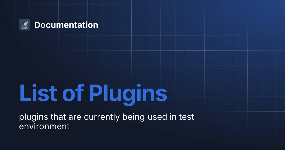 List of Plugins | Documentation